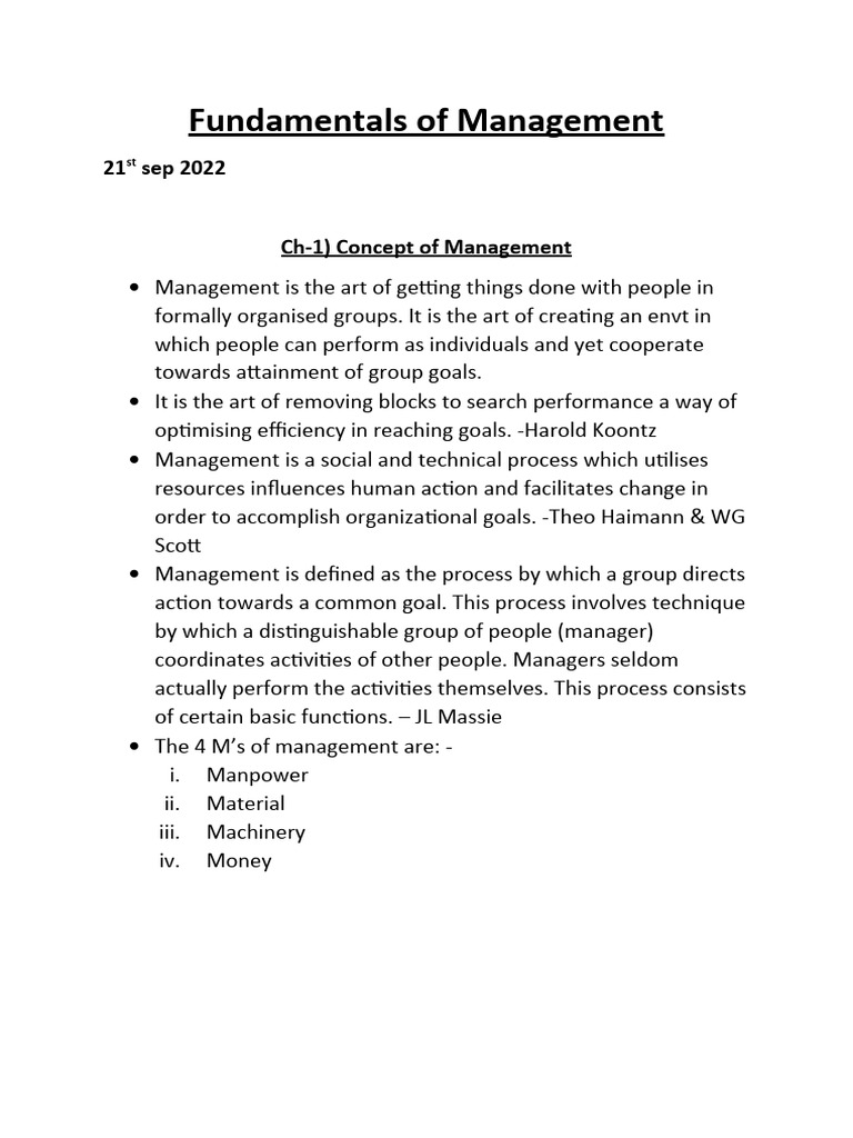 Fundamentals Of Management Class Notes Pdf Recruitment Employment