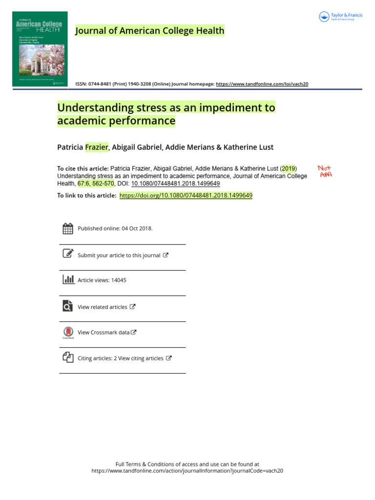Article 2 - Understanding Stress As An Impediment To Academic ...