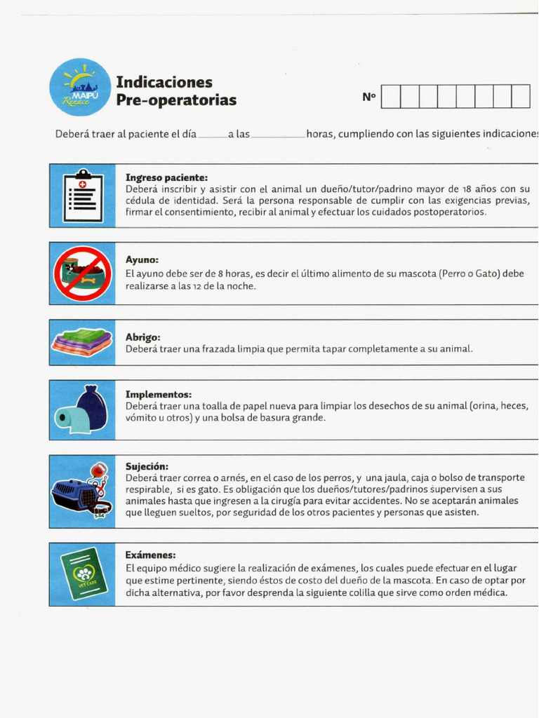 Indicaciones Pre Operatorio | PDF