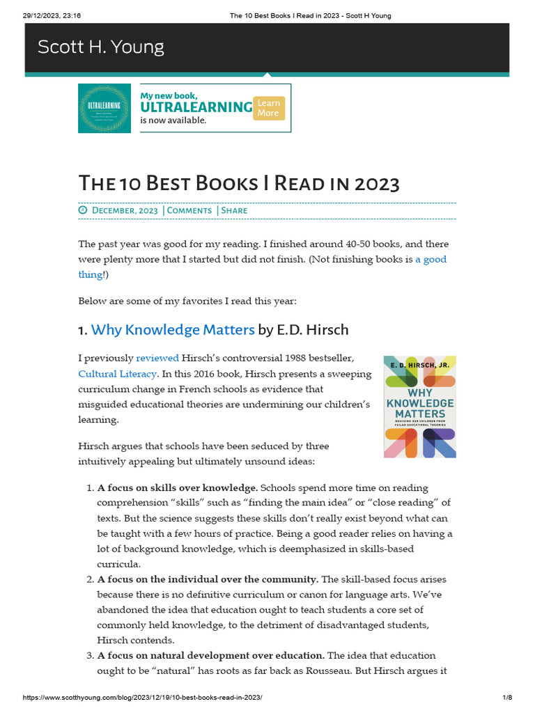 Scott H Young's Top Books of 2023 | PDF | Creativity | Psychotherapy