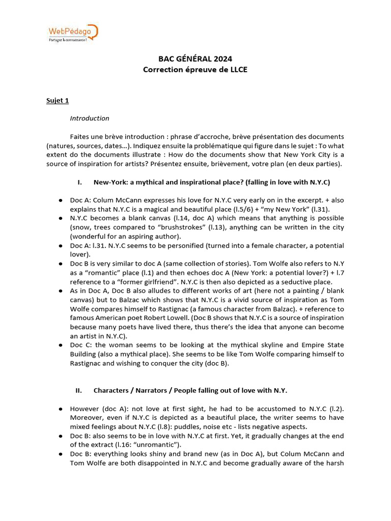 Correction Bac LLCE Jour2 | PDF | General Fiction