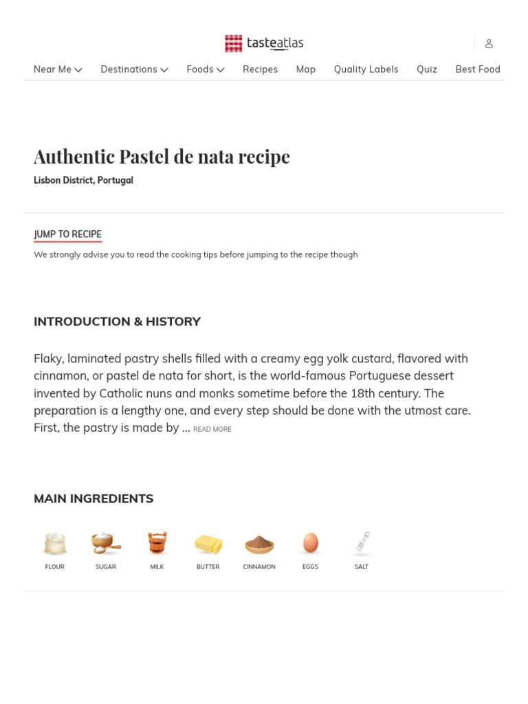 Pastel de Nata Authentic Recipe - TasteAtlas | PDF | Custard | Food And ...