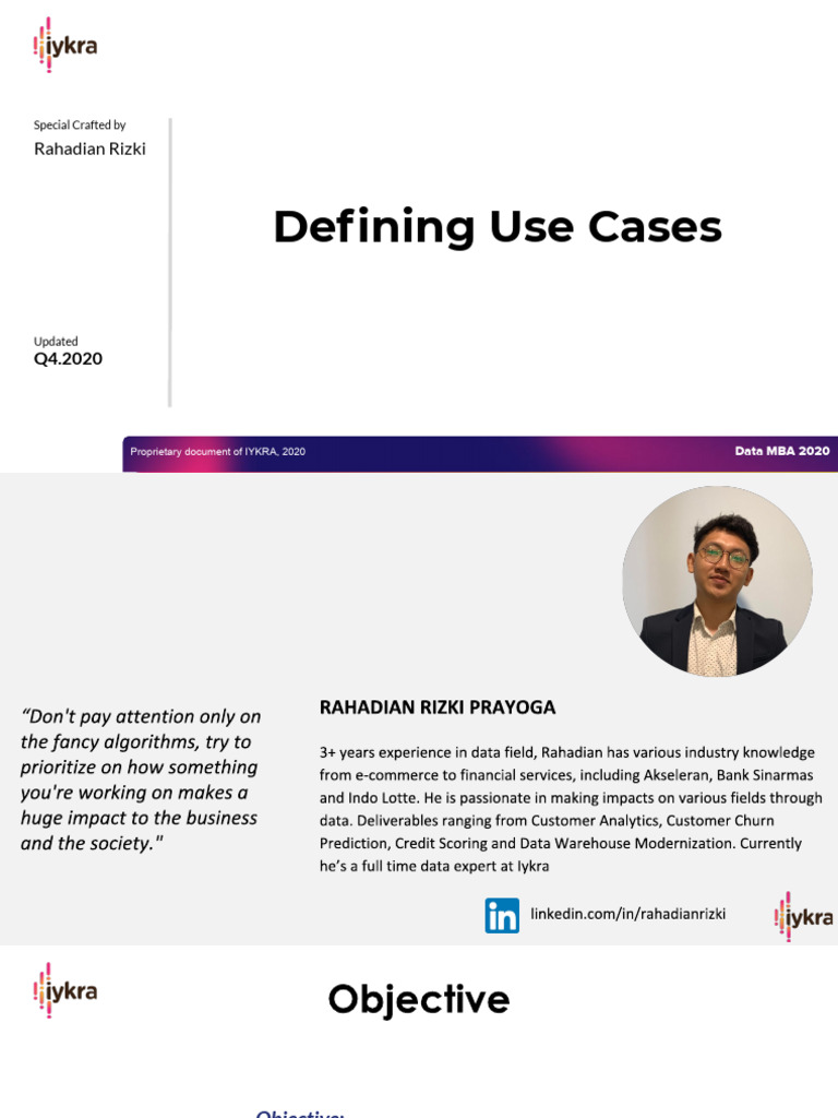 Data MBA - 11 - 20 - Defining Use Cases | PDF | Analytics | Market Segmentation