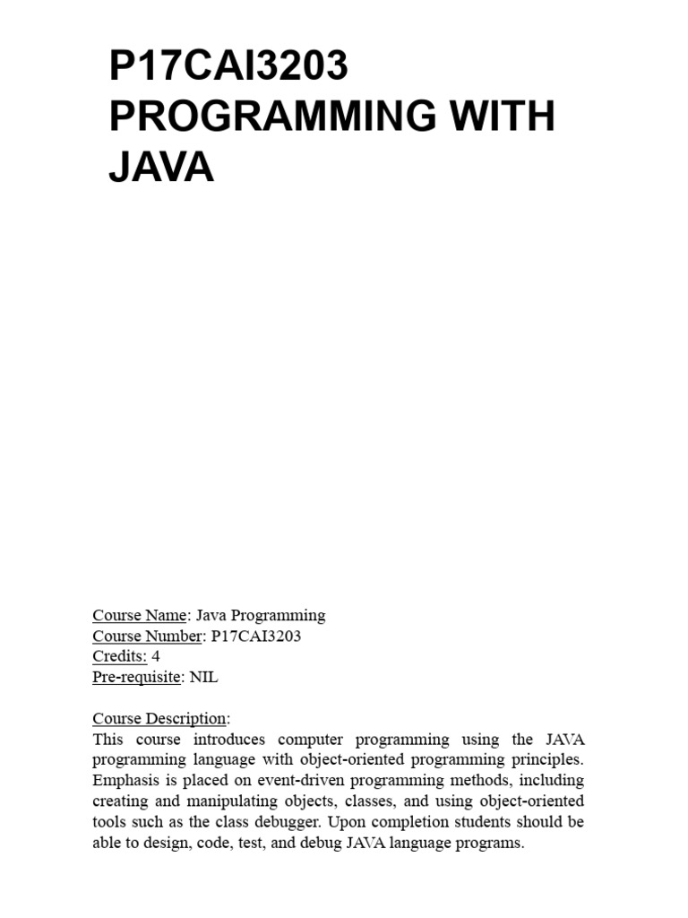Java Programming Essentials | PDF | Object Oriented Programming ...