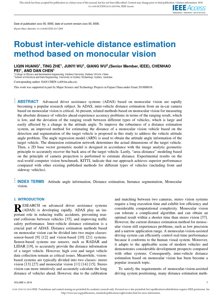 Monocular Vision for ADAS | PDF | Computer Vision | Image Segmentation