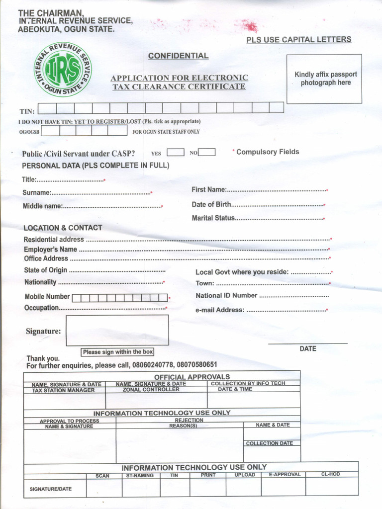 Tax Clearance Form | PDF