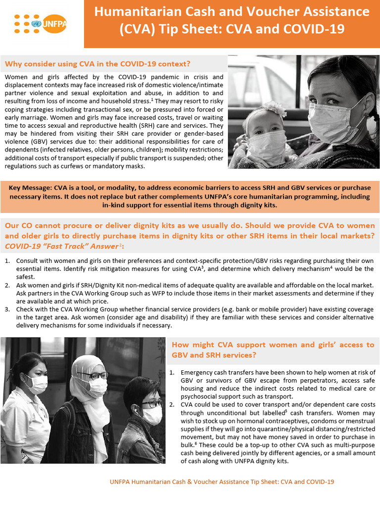UNFPA CVA Tip Sheet COVID - SRH - GBV | PDF | Violence Against Women | Violence
