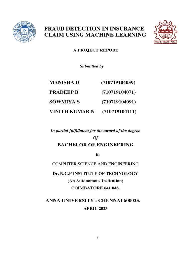 5 - Fraud Detection In Insurance Claim using Machine Learning | PDF ...