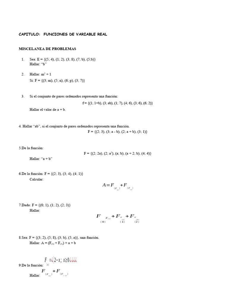Miscelanea de Funciones | Descargar gratis PDF | Función (Matemáticas) | Matemática Elemental