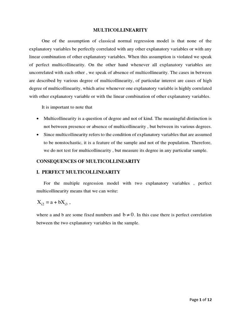 Multicollinearity | PDF | Multicollinearity | Ordinary Least Squares