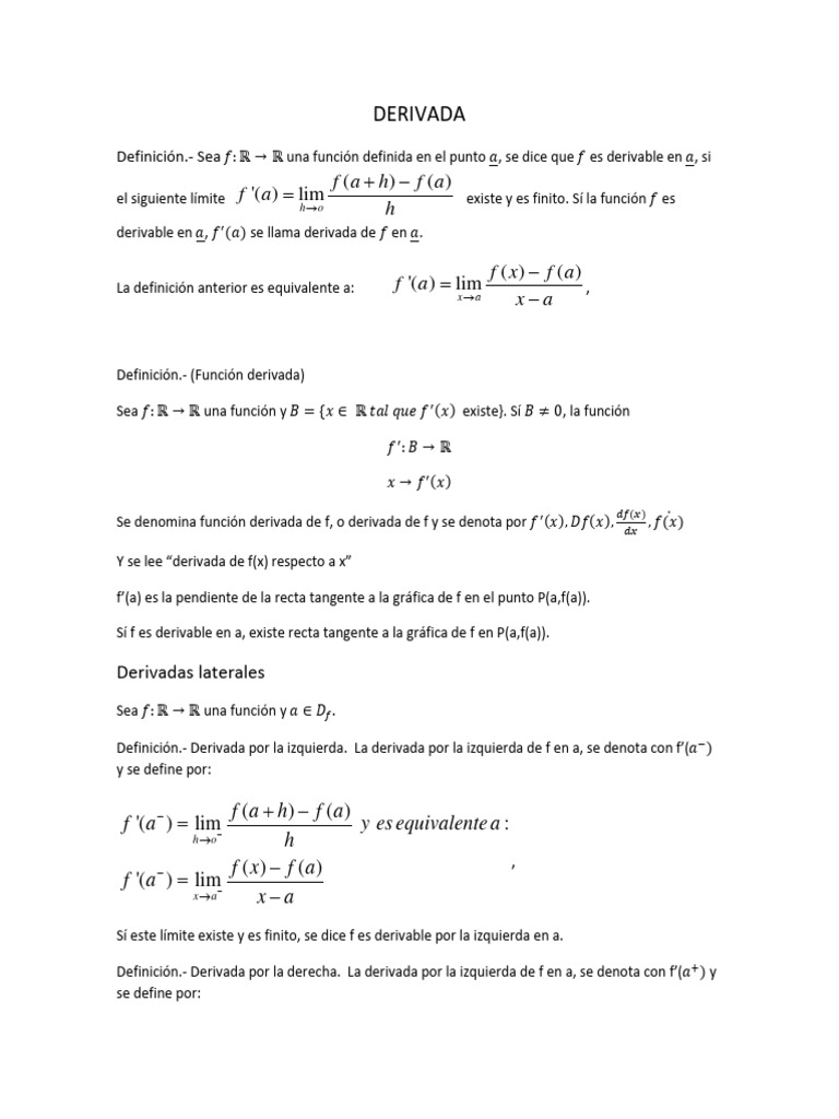 DERIVADA | PDF | Derivado | Función (Matemáticas)