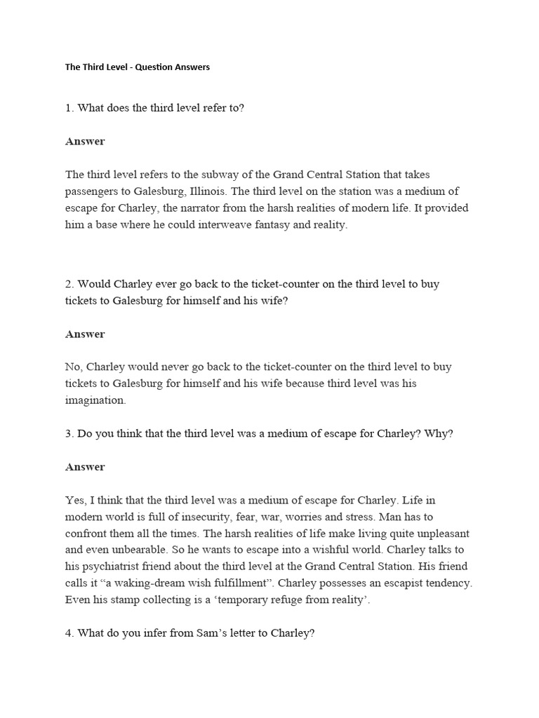The Third Level Question Answers | Download Free PDF | Psychology