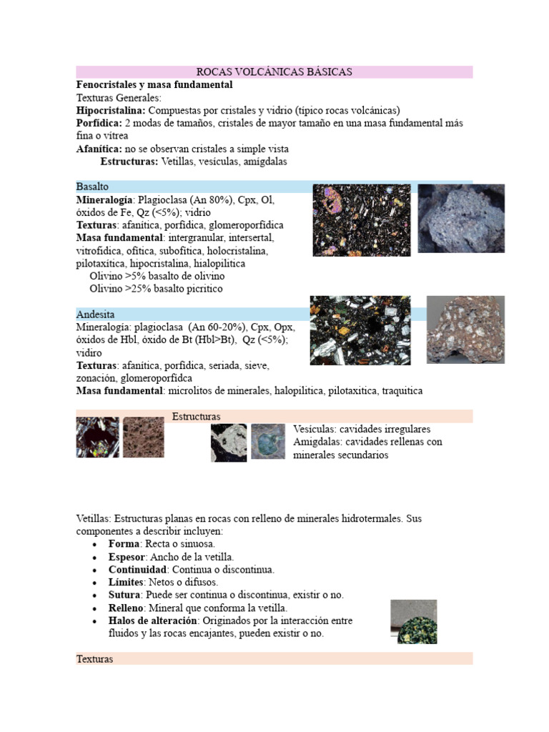 Rocas Volcánicas Básicas | Descargar gratis PDF | Basalto | Roca (geología)