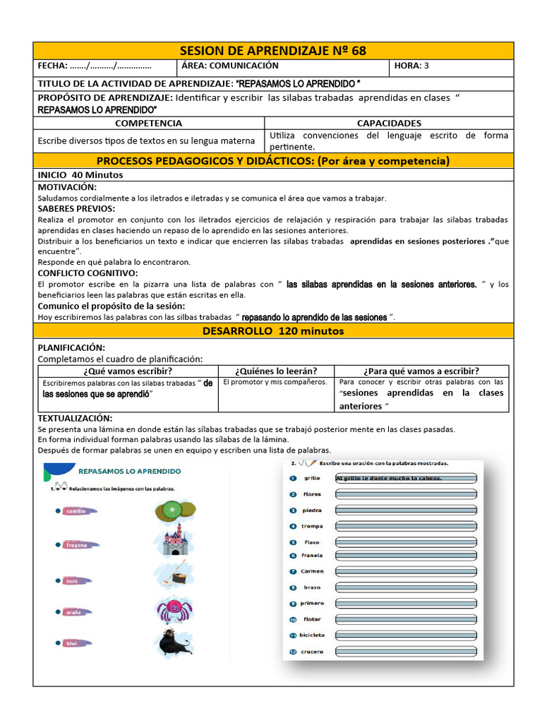 Sesion de Aprendizaje 68 | PDF | Aprendizaje | Ciencia cognitiva