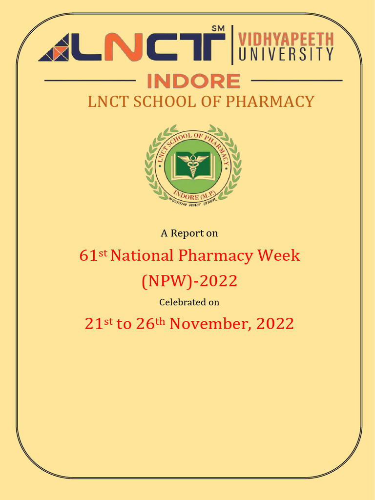 National Pharmacy Week Celebration Report | PDF | Pharmacy | Pharmacist