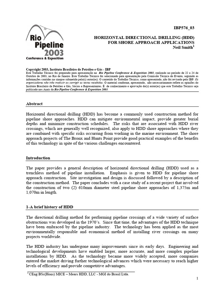 IBP576 - 03 Horizontal Directional Drilling (HDD) For Shore Approach ...