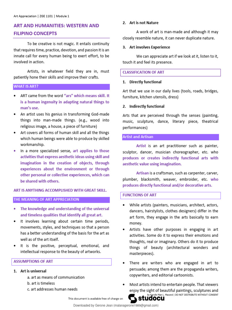 Art Appreciation Module 1 | PDF | Liberal Arts Education | Cognitive Science