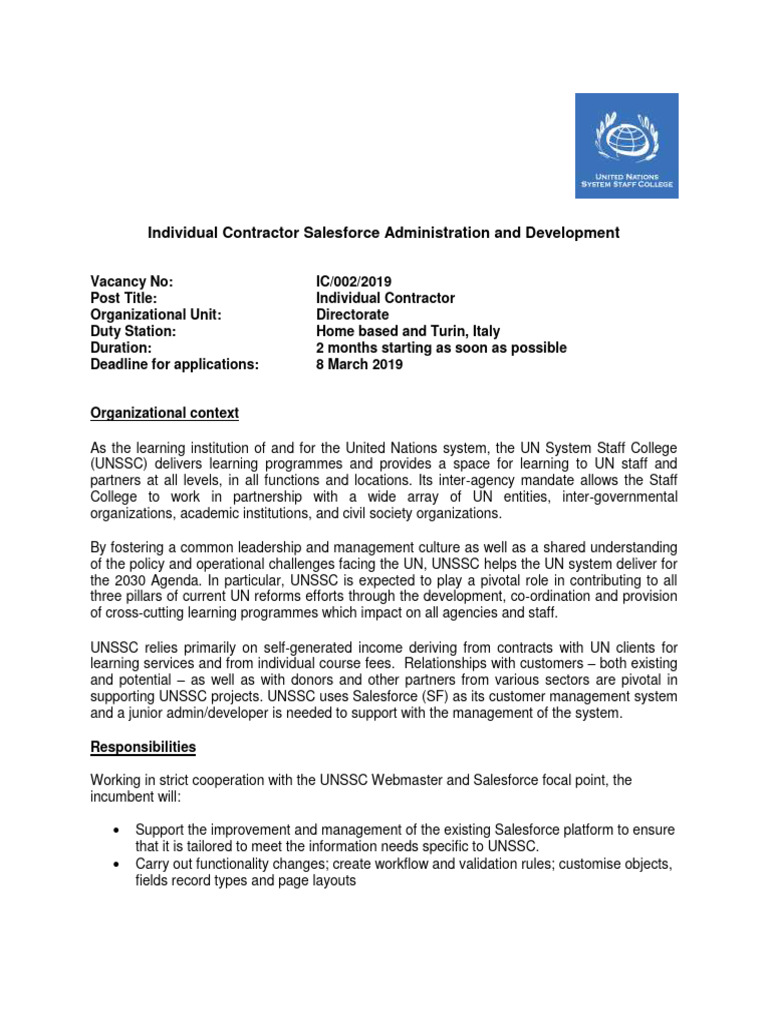 Ic 002 2019 Salesforce Pdf Application Software United Nations