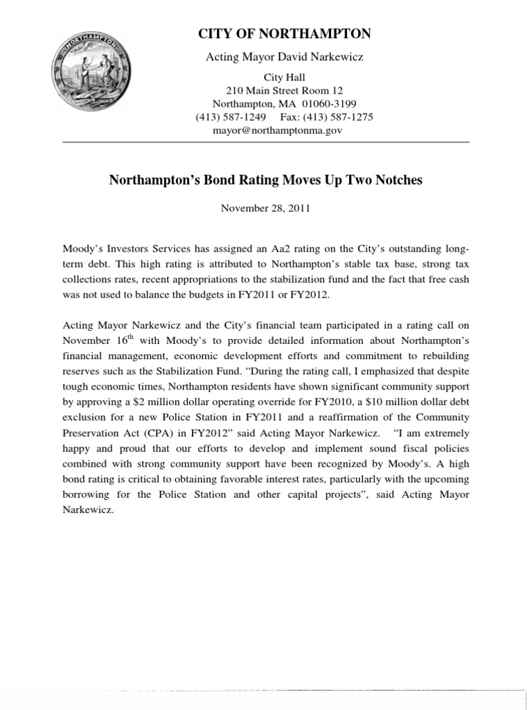11-11-28 Bond Rating Public Announcement | PDF