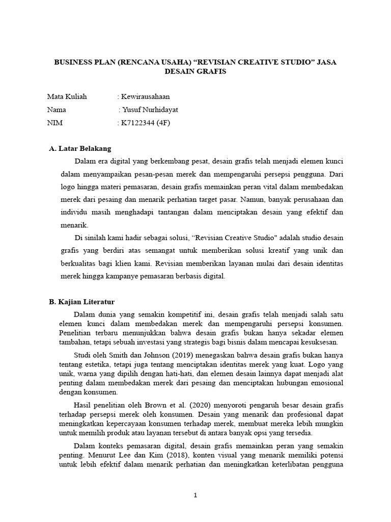 Bisnis Plan | PDF | Karier & Perkembangan | Bisnis