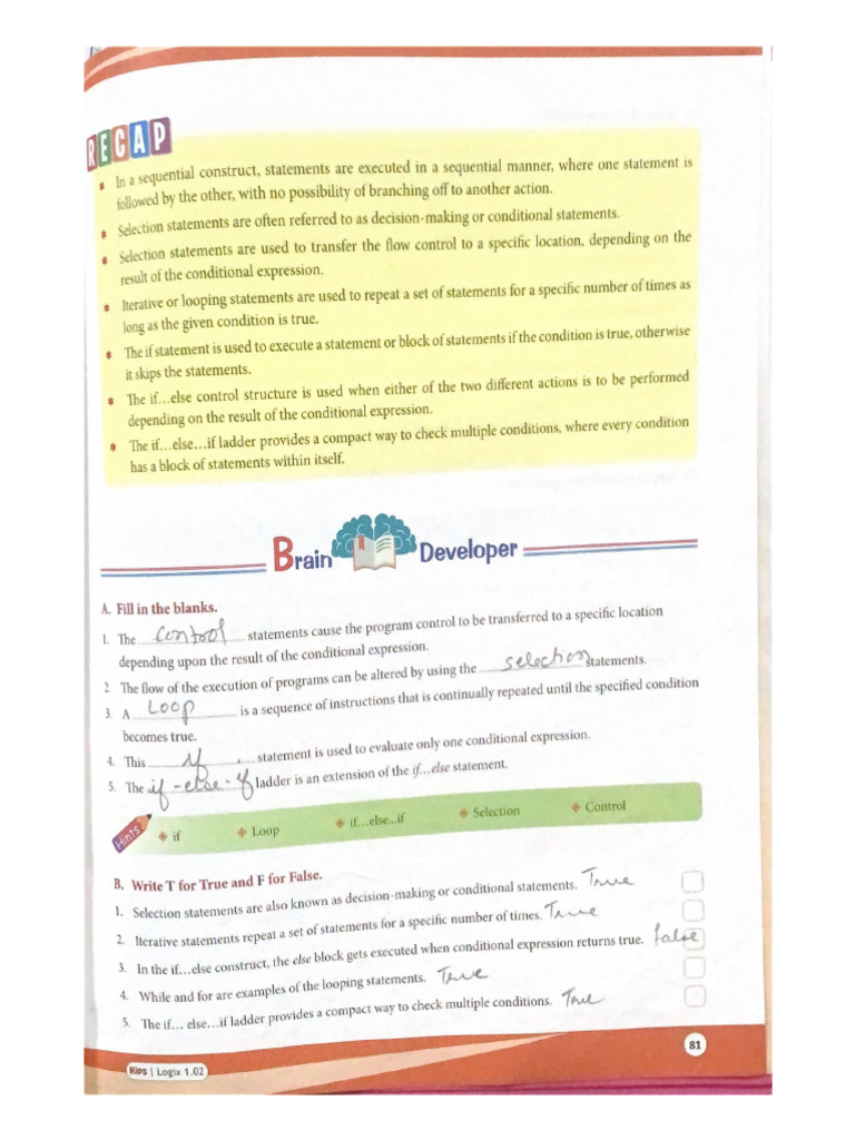 In A Sequential Construct, Statements Are Executed in A Sequential ...