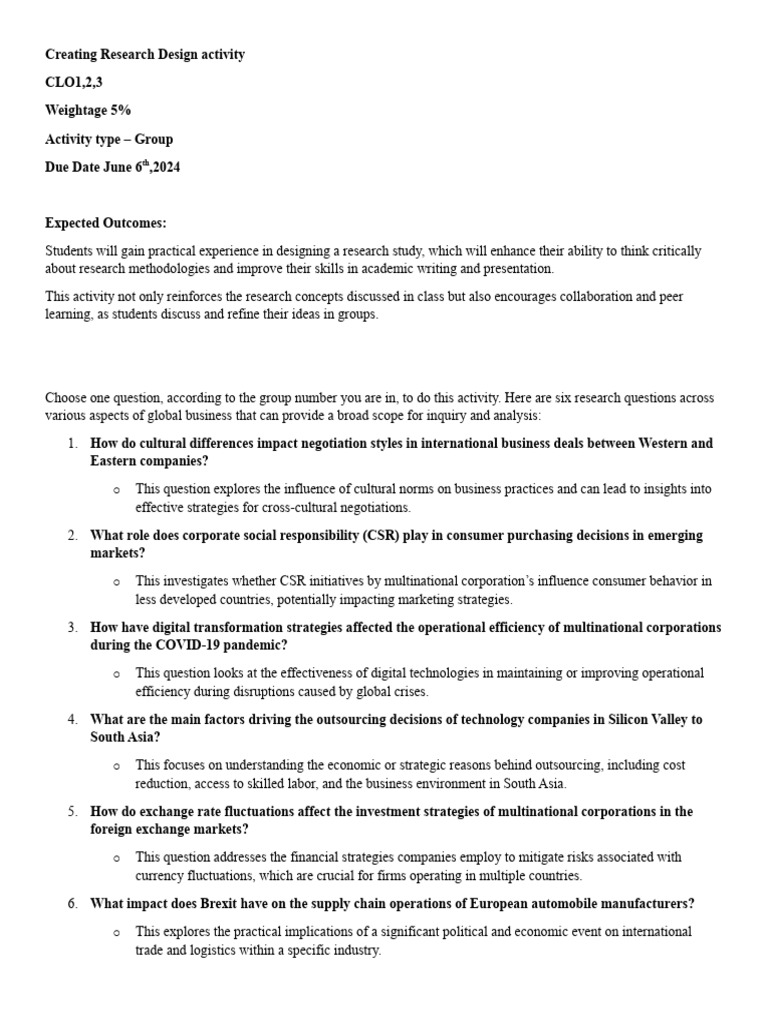 Developing A Mini Research Design | PDF | Corporate Social ...