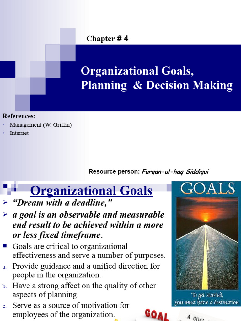Organizational Goals, Planning & Decision Making (2024) | PDF ...