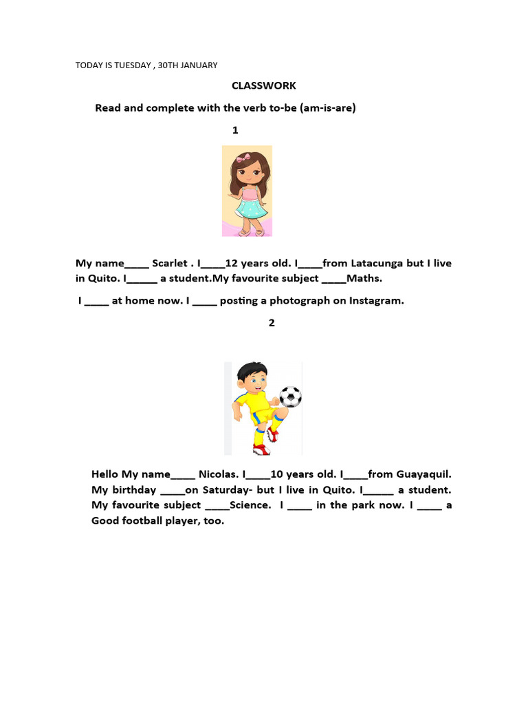 30TH Reading Verb To Be | PDF | Teaching Methods & Materials | Home ...