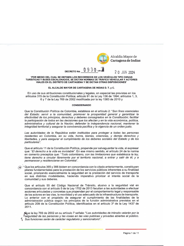 Decreto 0930 Del 20 de Junio de 2024 | PDF