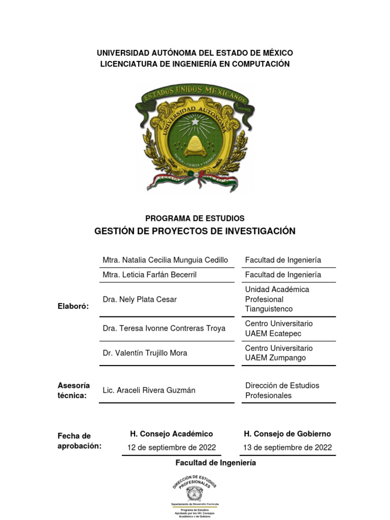 Programa Gestion de Proyectos de Investigacion | PDF | Plan de estudios ...