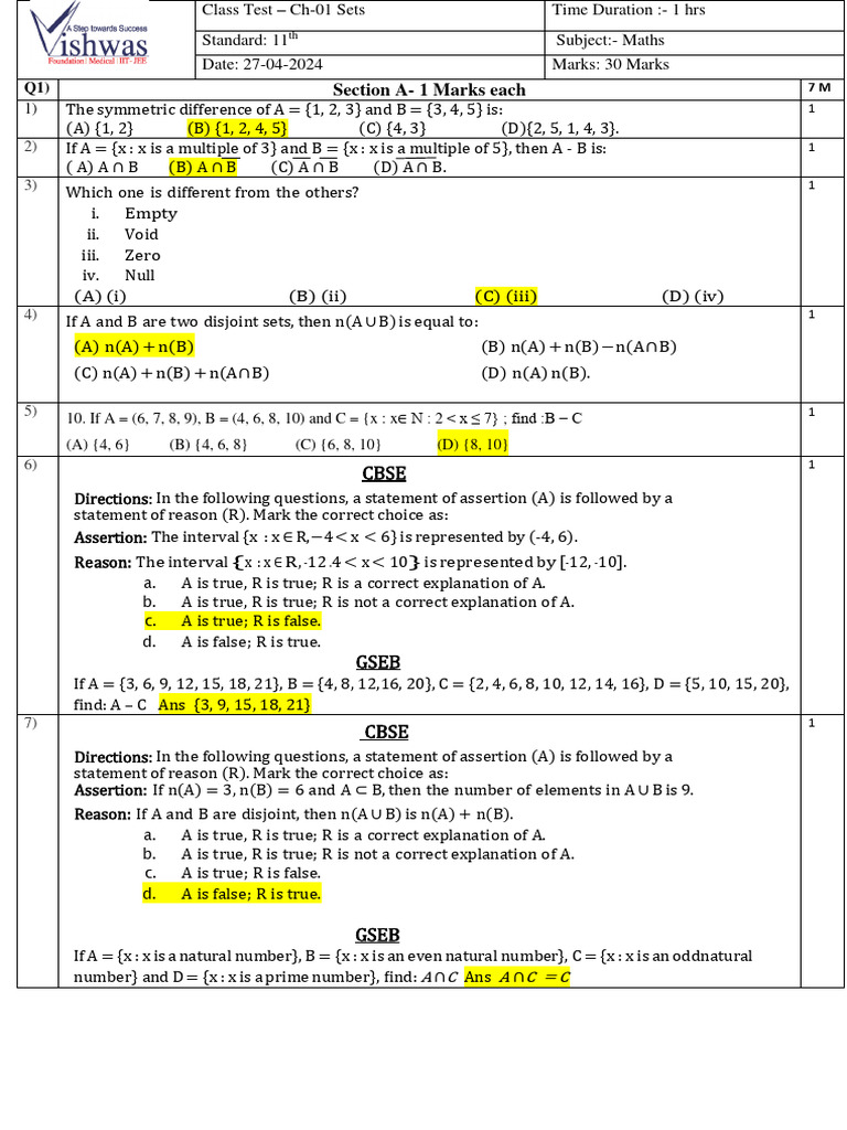 Maths CHP 1 Solution | PDF | Mathematics | Mathematical Concepts