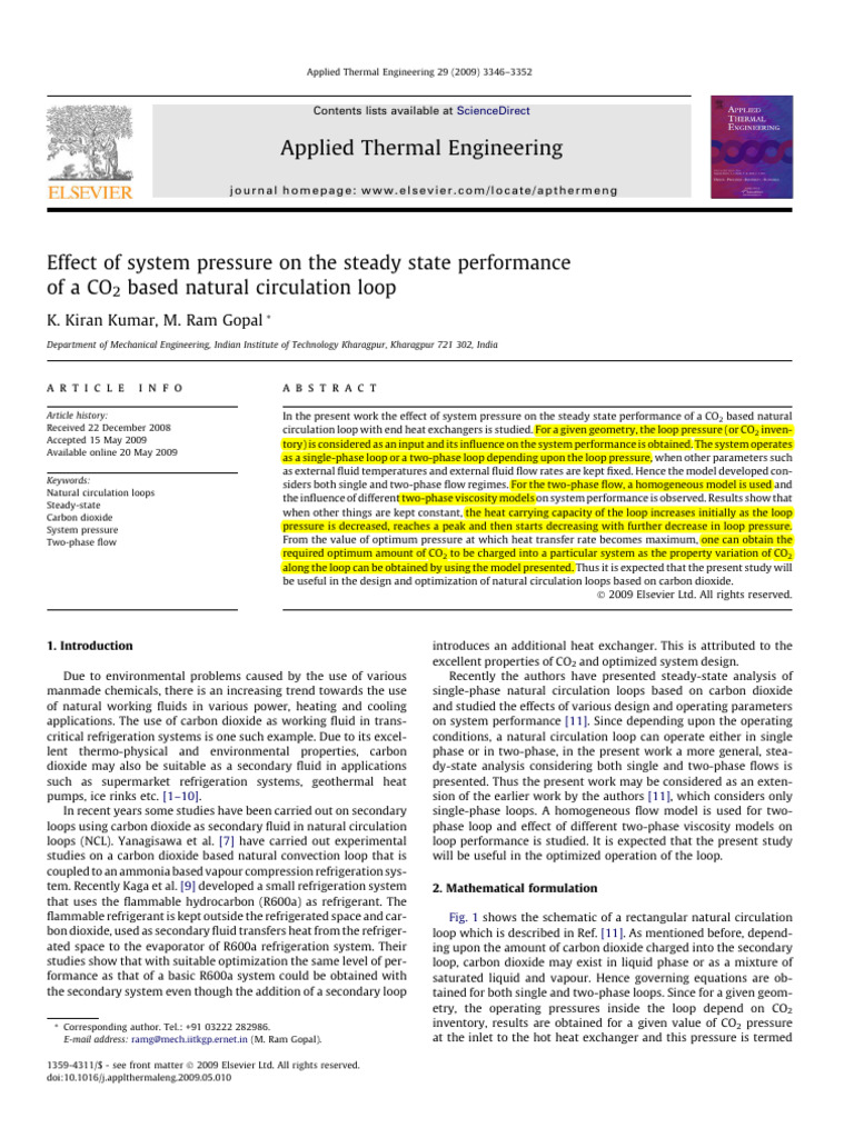 6) Effect of System Pressure On The Steady State Performance of A CO2 ...