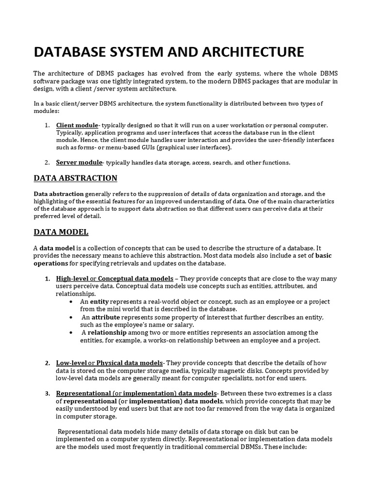Database System and Architecture | Download Free PDF | Databases | Conceptual Model