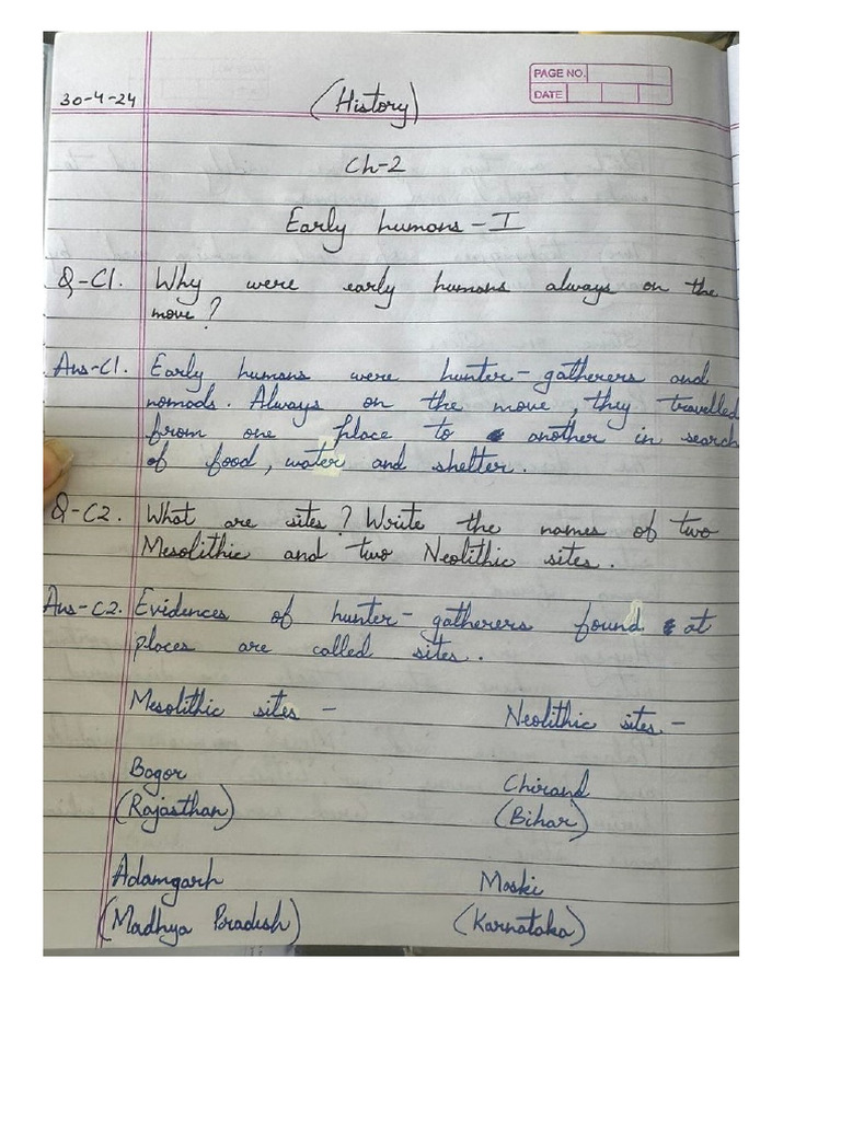 Early Humans I Q Ans | PDF