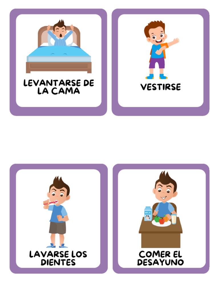 Tarjetas Rutina Diaria Verbos | PDF