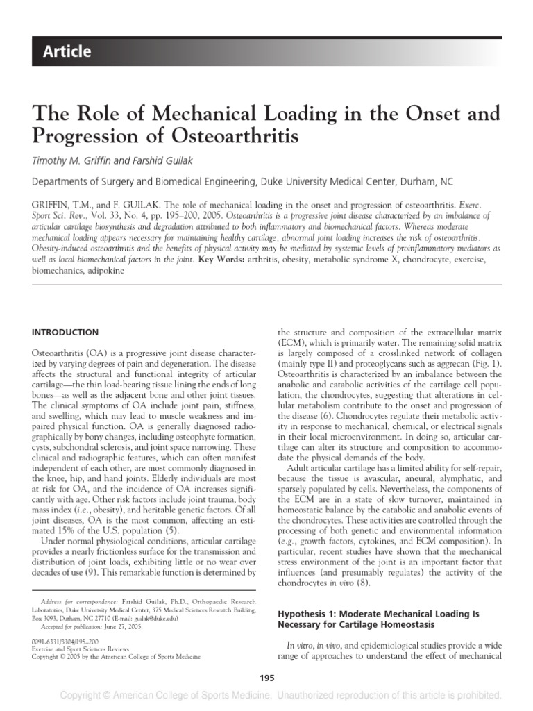 Mechanical Loading OA Guilak | PDF | Osteoarthritis | Inflammation