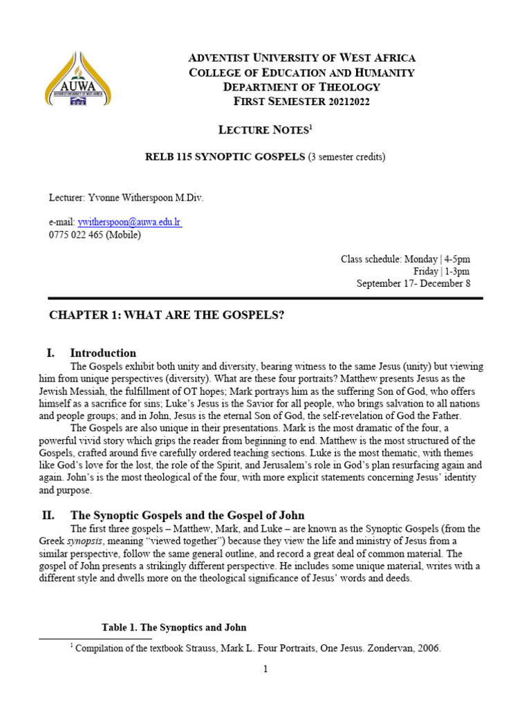 Introduction to Synoptic Gospels | PDF | Jesus | Gospels