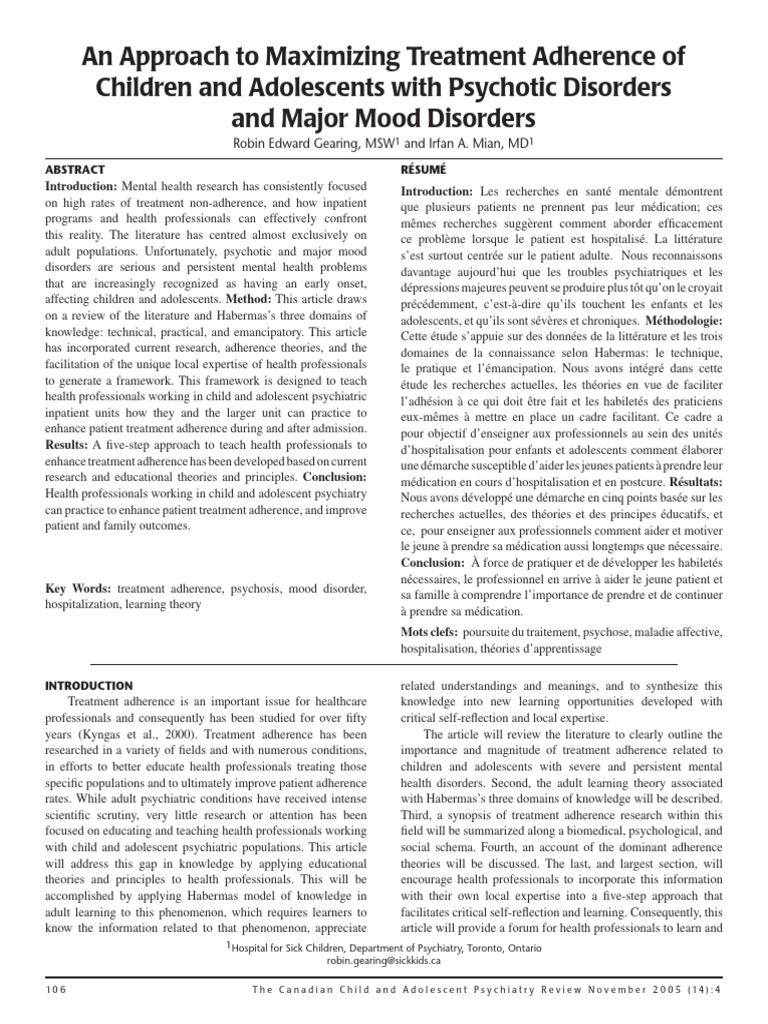 An Approach To Maximizing Treatment Adherence of Children and ...