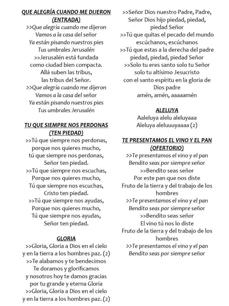 Cantos Misa Letra 16 | PDF | Creencia religiosa y doctrina