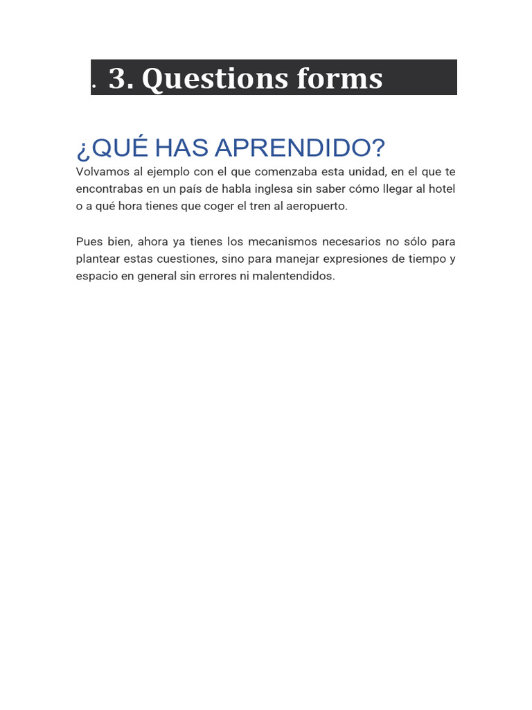 Questions Forms | Descargar gratis PDF | Verbo | Asunto (gramática)