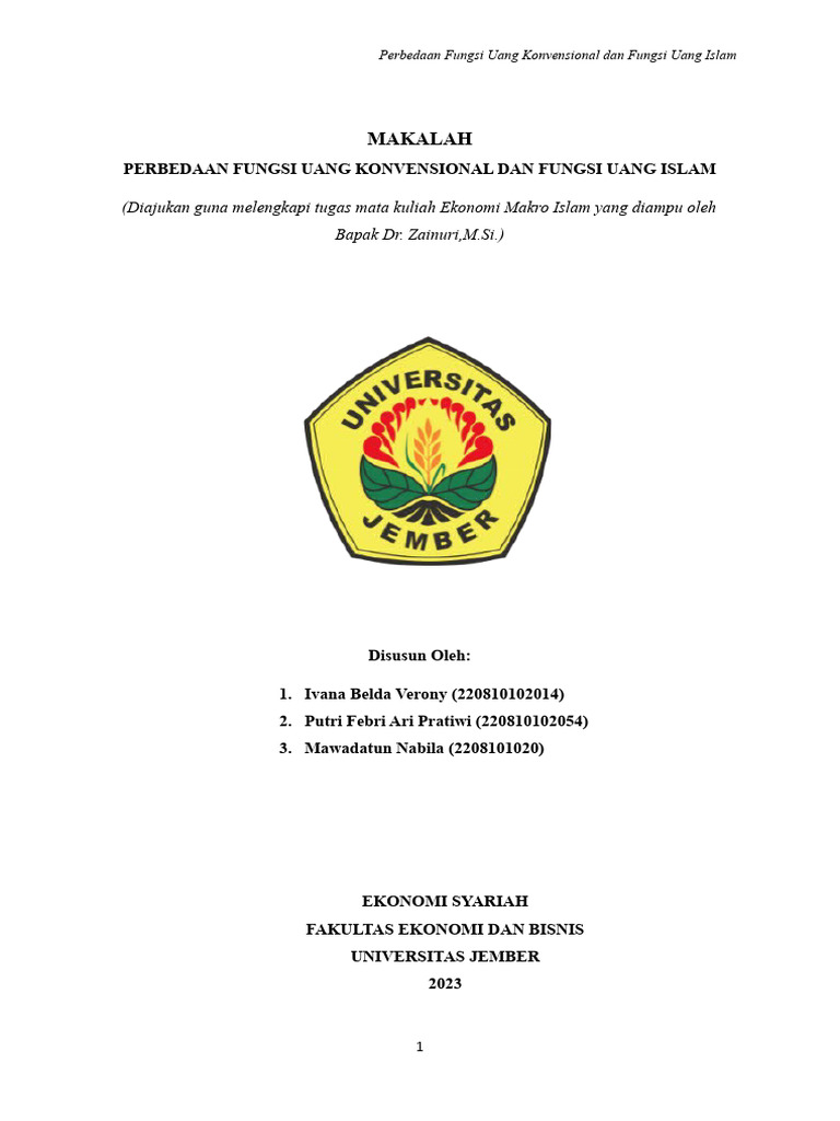 Perbedaan Fungsi Uang Konvensional Dan Fungsi Uang Islam - Kelompok 8 | PDF Perbedaan Fungsi Uang Konvensional Dan Fungsi Uang Islam - Kelompok 8 | PDF