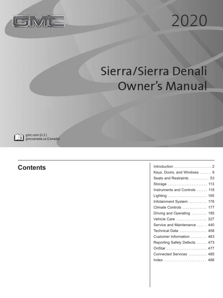 2020 GMC Sierra Owners Manual | PDF | Automotive Industry | Vehicles