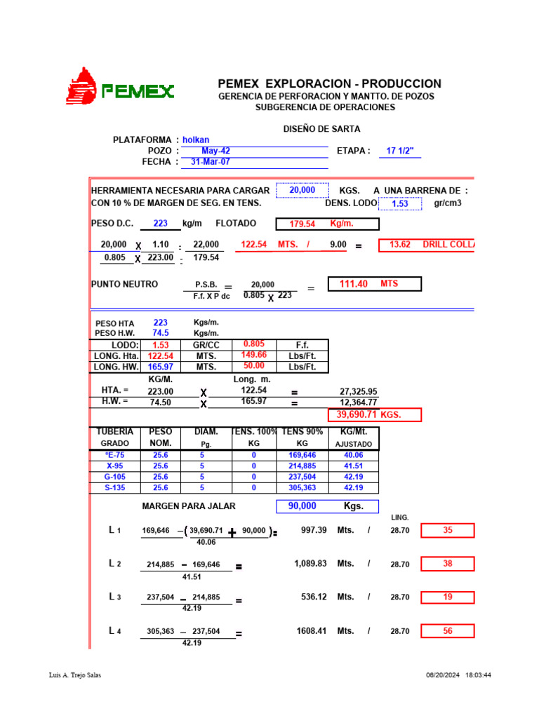 Diseño de Sarta de Batab-63 | PDF