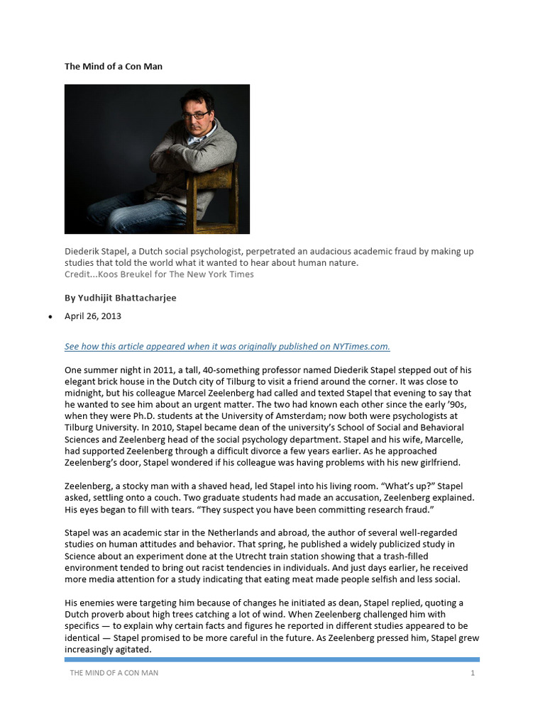 The Mind of A Con Man | Download Free PDF | Experiment