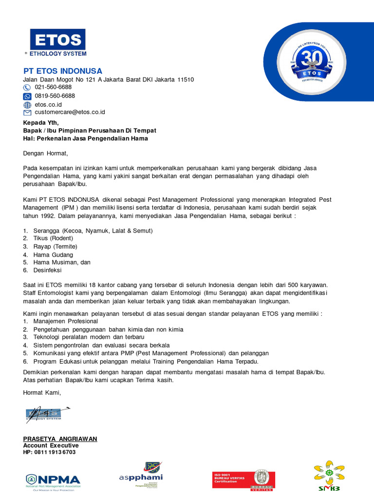 Jasa Pengendalian Hama PT Etos Indonusa | PDF