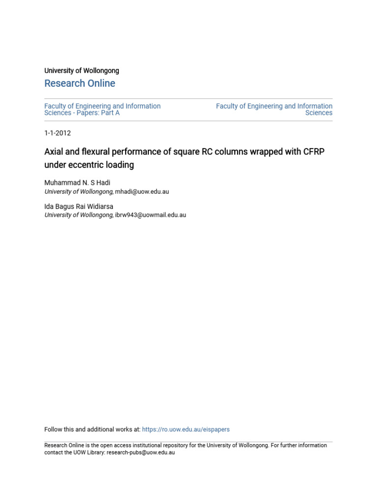 Axial and Flexural Performance of Square RC Columns Wrapped With | PDF | Column | Fibre ...
