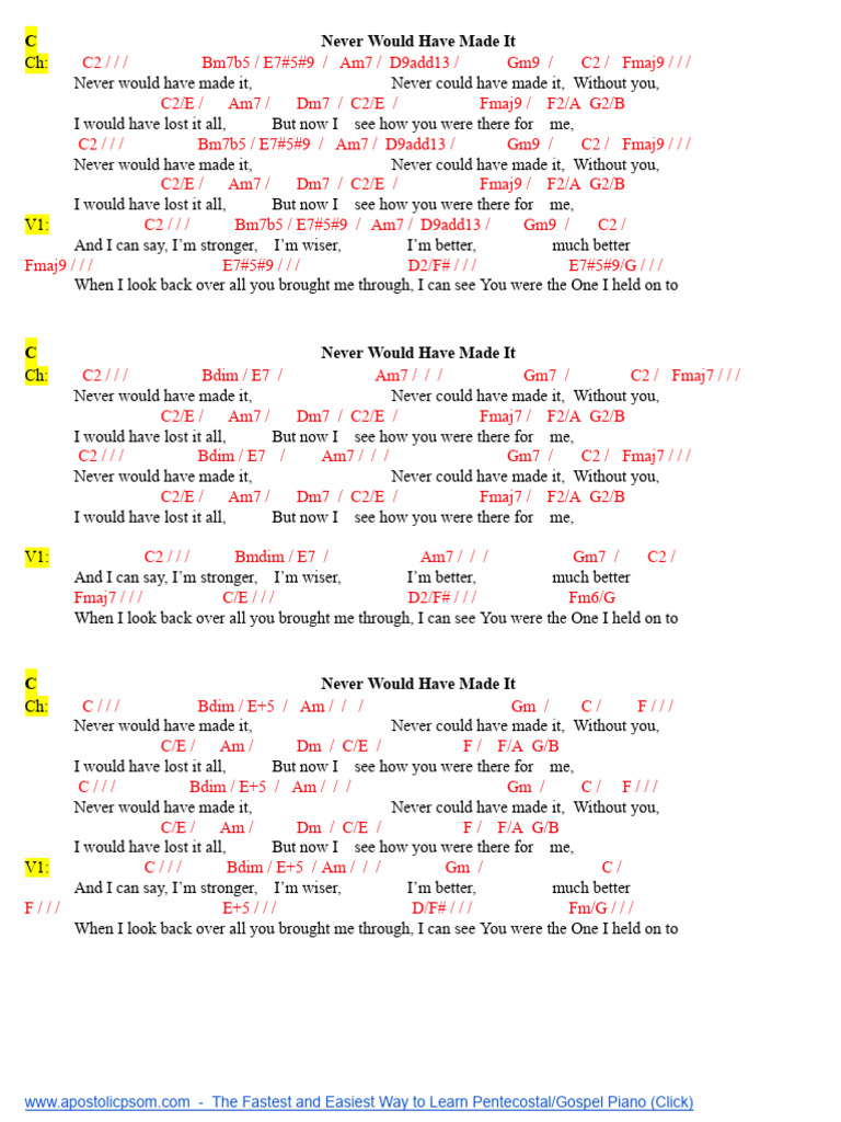 Never Would Have Made It Lyrics | PDF