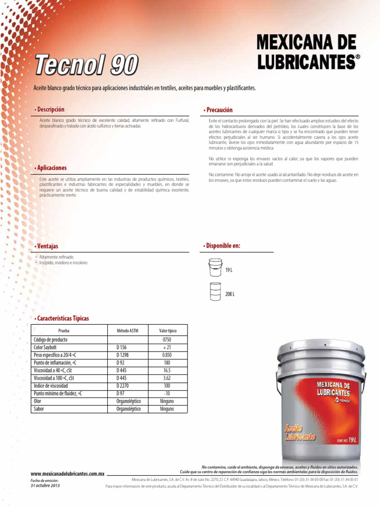 Aceite Técnico para Industrias | PDF | Petróleo | Lubricante