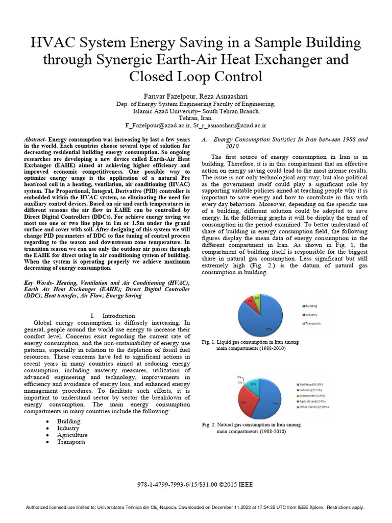 HVAC System Energy Saving in A Sample Building Through Synergic Earth-Air Heat Exchanger and ...
