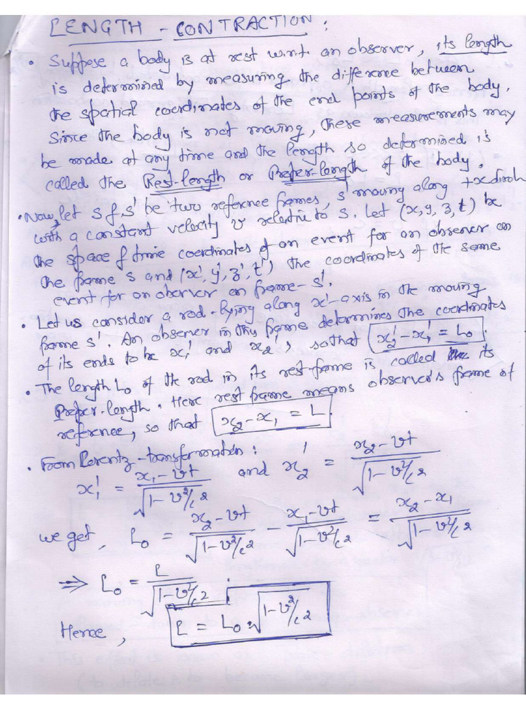 Length Contraction and Time Dilation | PDF